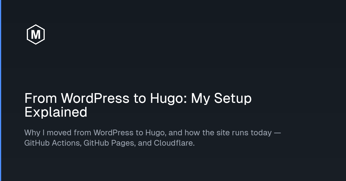 From WordPress to Hugo: My Setup Explained - Merox