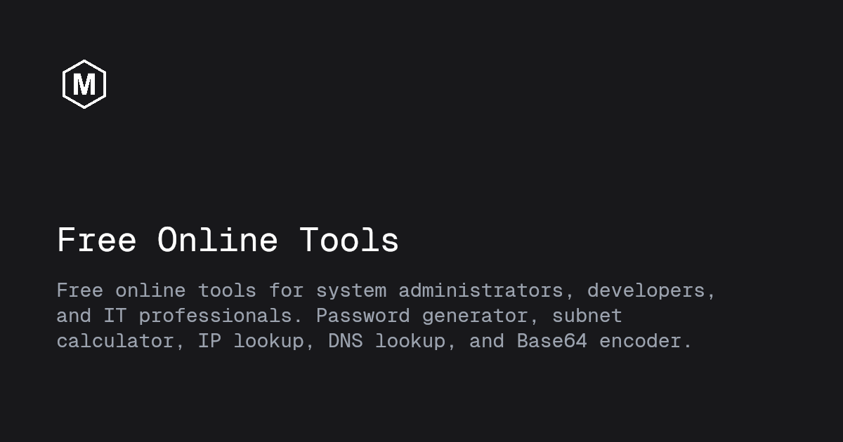 Free Online Tools - Password Generator, Subnet Calculator, IP Lookup ...